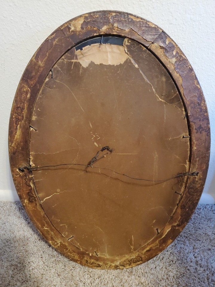 Antique Oval Framed Reverse Painting Convex Bubble Glass Painting On ...