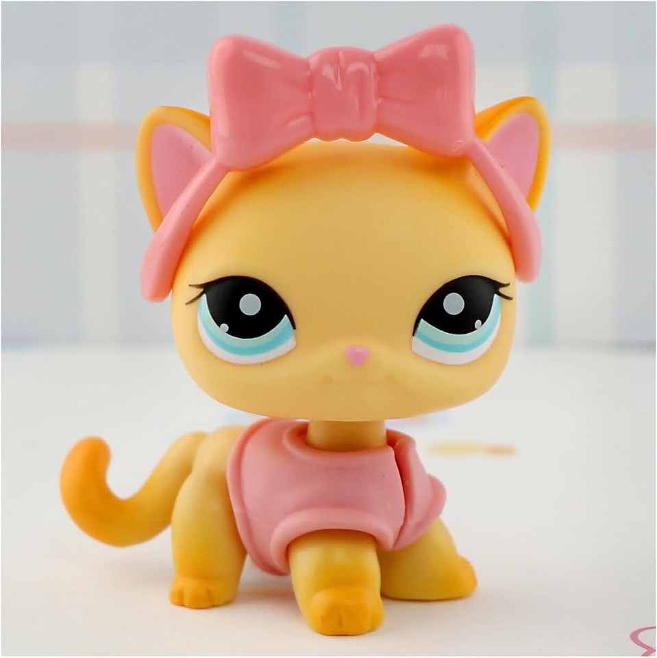 1pcs Mini LPS Shop Pet Figure Toy Yellow Shorthair Cat#339 Animal Kid ...