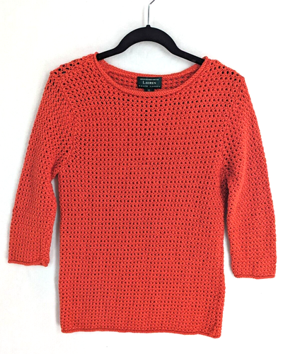 Lauren Ralph Lauren women's XL orange hand knit mercerized cotton ...