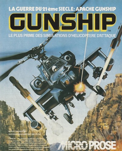 VTG 1987 MicroPose GUNSHIP Original French Print Ad Video Game Art ...