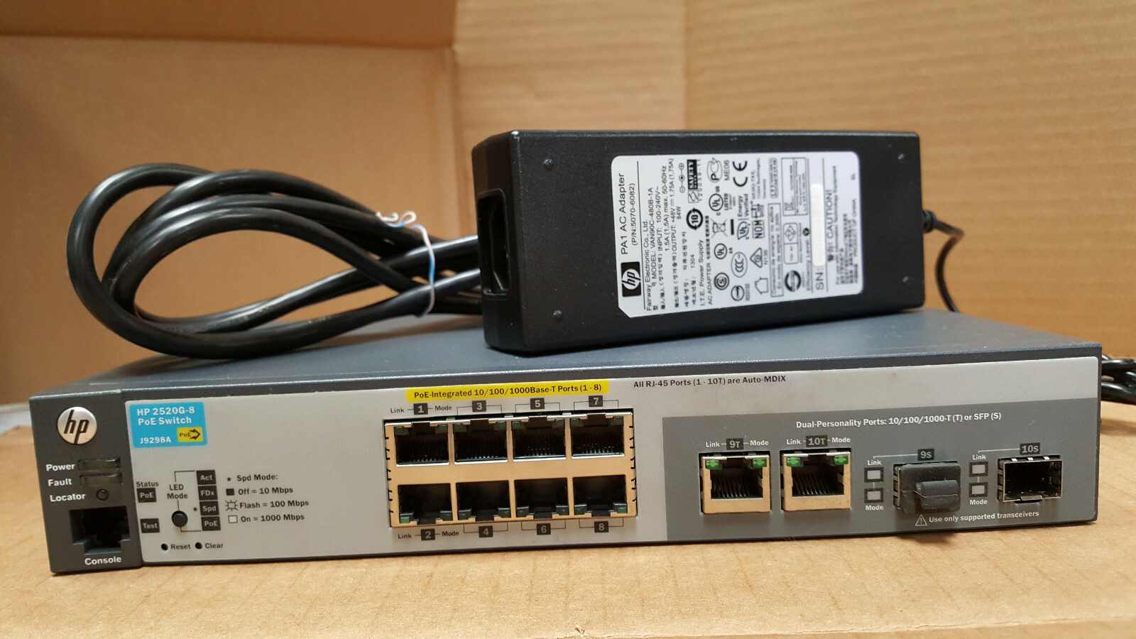 HP ProCurve J9298A 2520G-8 8-Port PoE Managed Switch w/ Power Adapter ...
