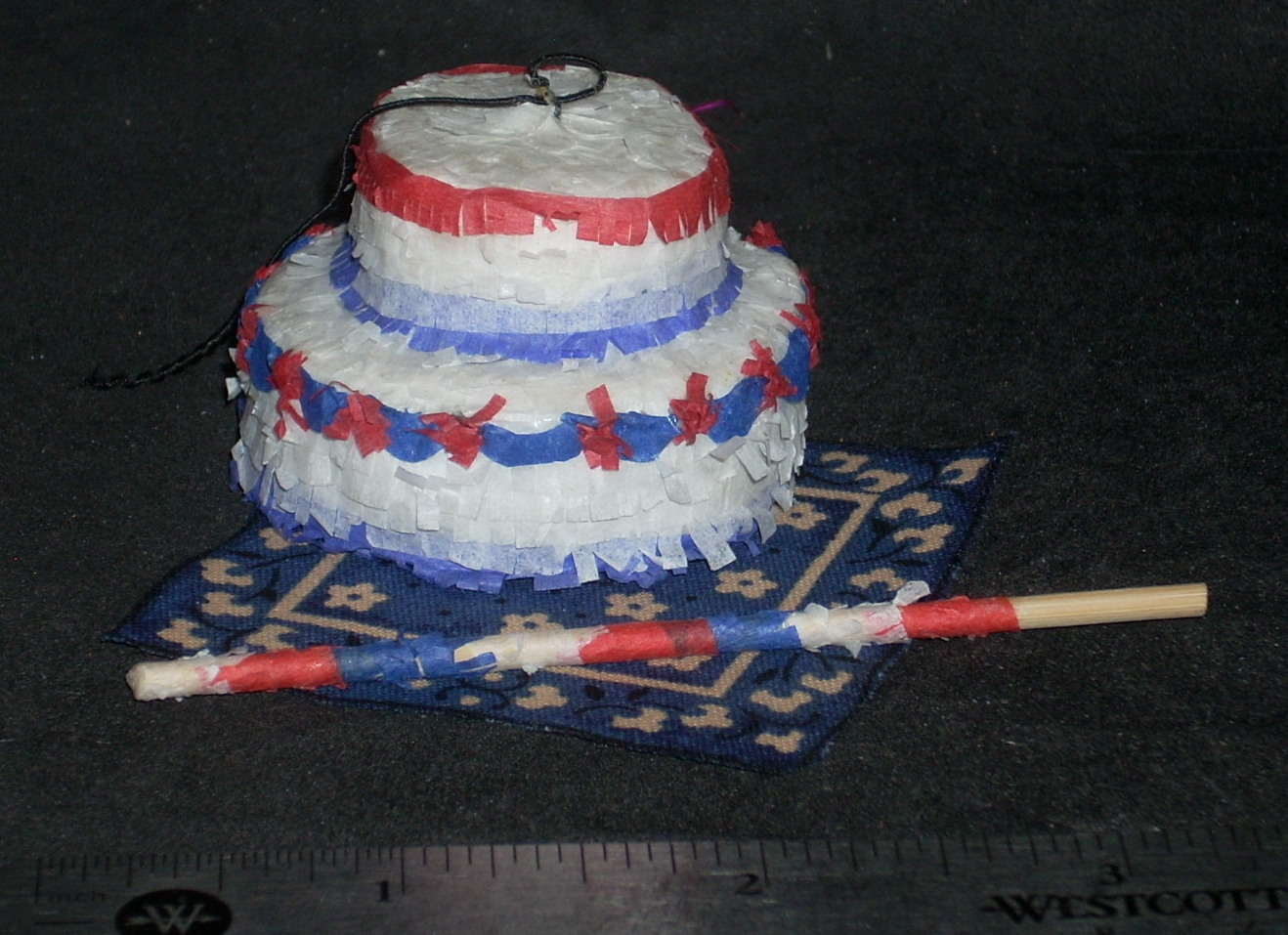 1:12 Miniature US Red White Blue Party Cake Pastel Pinata Bandana Polo ...