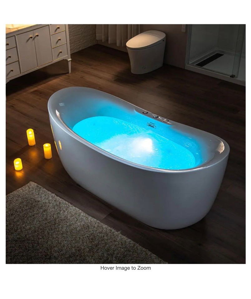 71 in. Acrylic Flatbottom Freestanding Whirlpool and Air with Inline ...