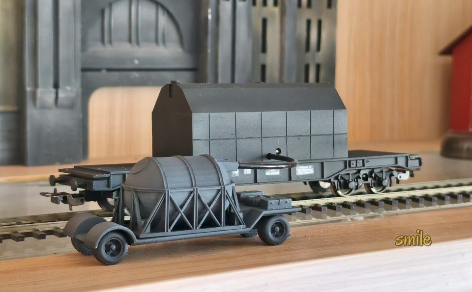 Ho Scale Train Model DRG Railway V2 Rocket Duel Transport Vehicle +Tank ...