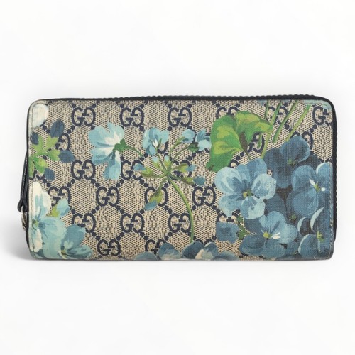 GUCCI Zip-Around Long Wallet GG Blooms Print Flower Pattern Authentic ...