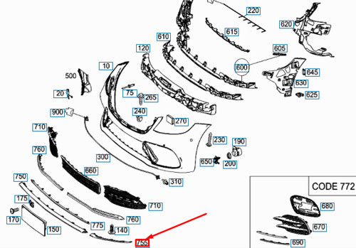 NEW MERCEDES-BENZ S W222 FRONT BUMPER LEFT ORNAMENTAL TRIM A2228857700 ...
