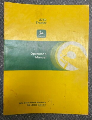 John Deere 2750 Tractor Operator Manual OM-L39650 L-3 | eBay