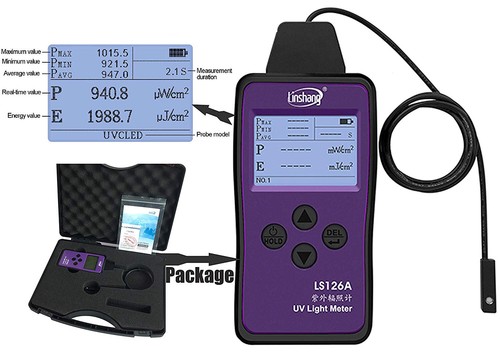 UV Light Meter UVA light Radiometer Intensity Energy Meter 0 to 20000mW ...