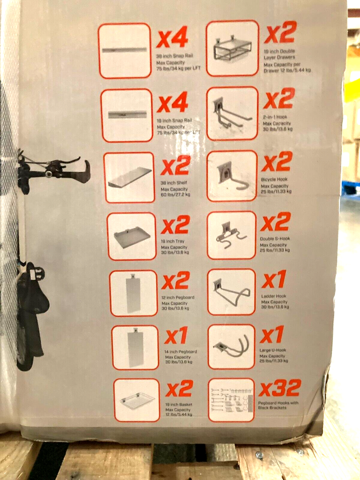 Haus Garage Organization Kit, 59 Piece Quick Release Snap Rail System ...