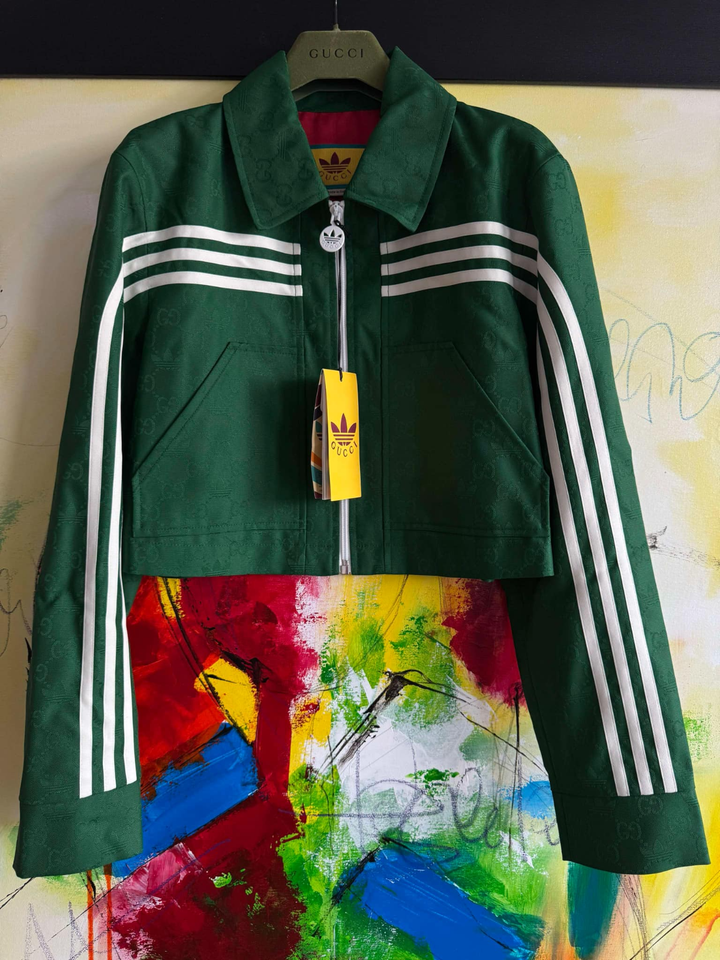 100% Authentic Gucci Adidas Collab Green Jacket 650-011925 | eBay