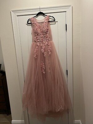 pretty baby pink prom dress with lace detail - US Size 2/4 | eBay