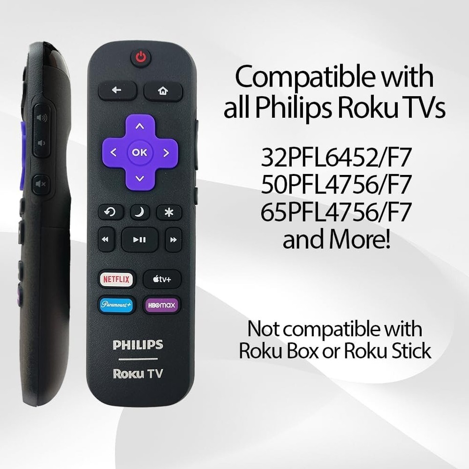 Original Philips Roku Remote 3026000068 W/NETFLIX Apple+ Paramount ...