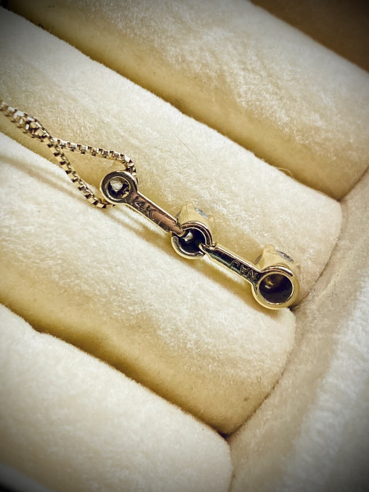 14k Yellow Gold Past, Present, Future Diamond Pendant… - Gem