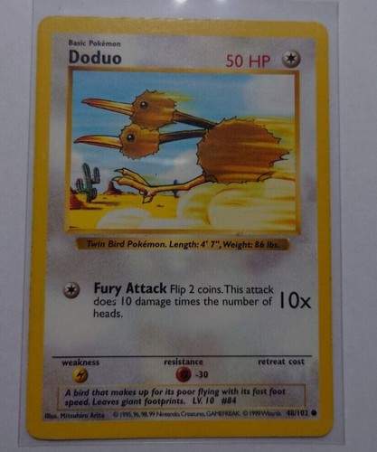 Pokemon Doduo Base Set (Shadowless) card # 48/102 - Moderately played ...