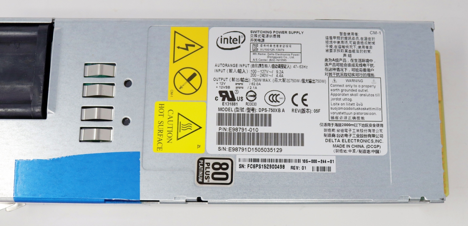 Lot 2 Intel Delta 750W DPS-750XB E98791-010 Switching Power Supply | eBay