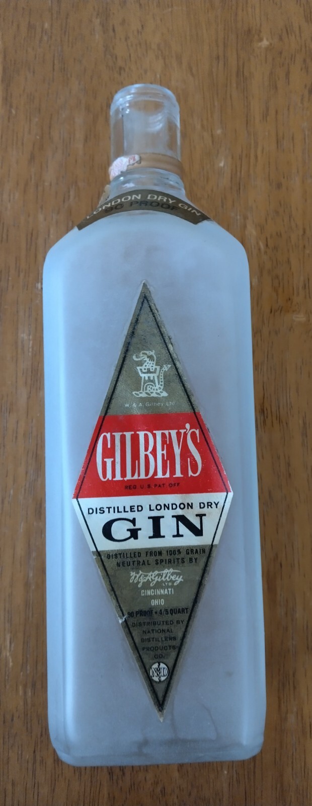 Vintage 4/5 Quart Gilbeys Dry Gin Empty Bottle Scripted On Back | eBay