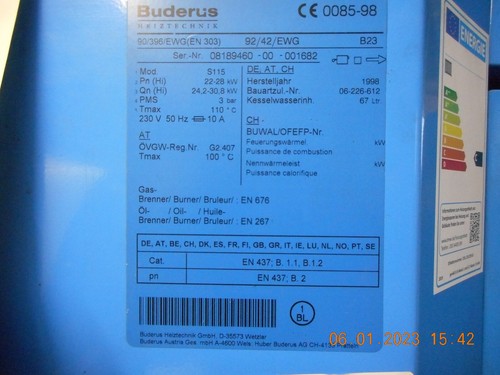 Buderus S115 mit Blaubrenner 28 kw mit Ecomatic 2000 Heizungssteuerung ...
