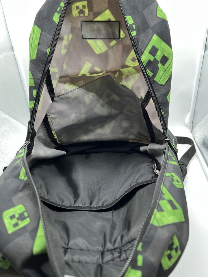 Minecraft Creeper School Backpack Book Bag 17" Boys Green & Black ...