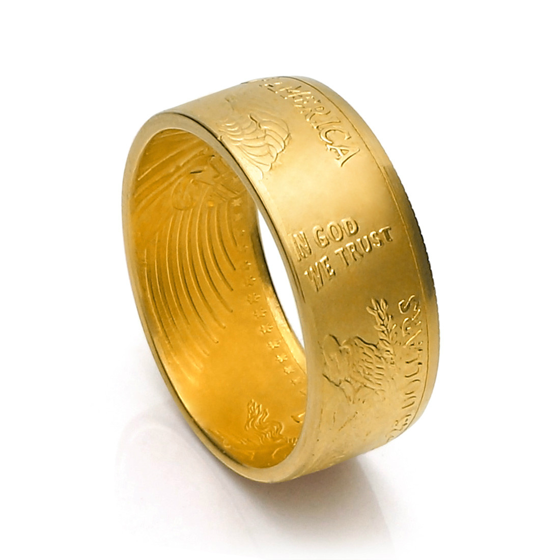 1/2 oz Gold Eagle Coin Ring 22K - Satin Finish "Tails" - Size 5-12 ...