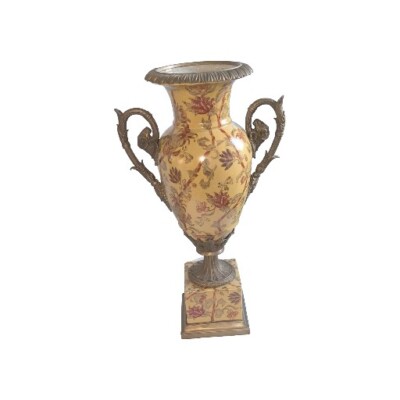 Beautiful Mark Roberts Painted Porcelain Vase with Rams Heads Bronze ...