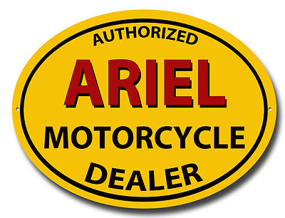 AUTHORIZED ARIEL MOTORCYCLE DEALER OVAL METAL SIGN.VINTAGE MOTORCYCLES ...