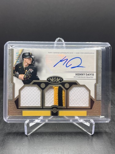 2024 Topps Tier One Henry Davis Autograph Auto 3 Color Triple Patch 42/ ...