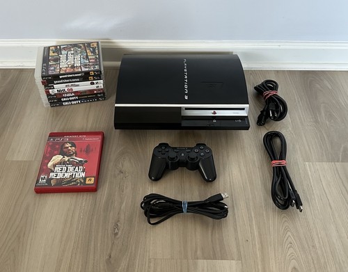 40gb Fat PS3 Sony PlayStation 3 Console Bundle 8 Games Controller Cords ...