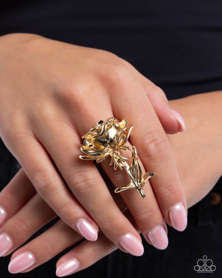 Paparazzi Rose Period - GOLD 3D Rosebud - Gold Ring | eBay