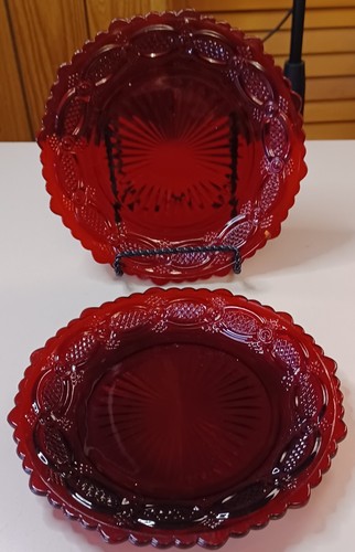Vintage Avon 1876 Cape Cod Ruby Red Glass Set Of 222 Salad Dessert ...