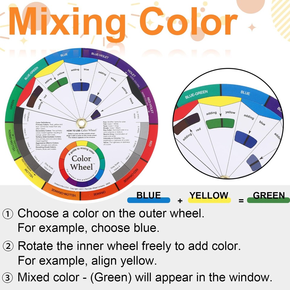 Color Matching Wheel, Color Mixing Guide Palette Color Wheel Rotary ...