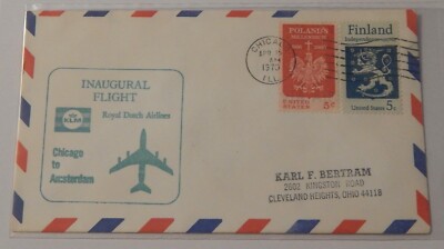 Chicago to Amsterdam Netherlands April 15 1970 first flight airmail | eBay