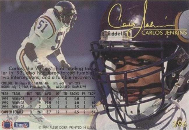 1994 Fleer Carlos Jenkins #296 for sale | eBay