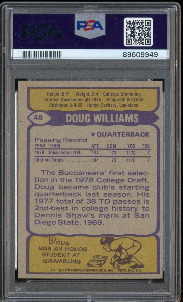 1979 Topps Football #48 Doug Williams Tampa Bay Buccaneers PSA 8 NM-MT ...