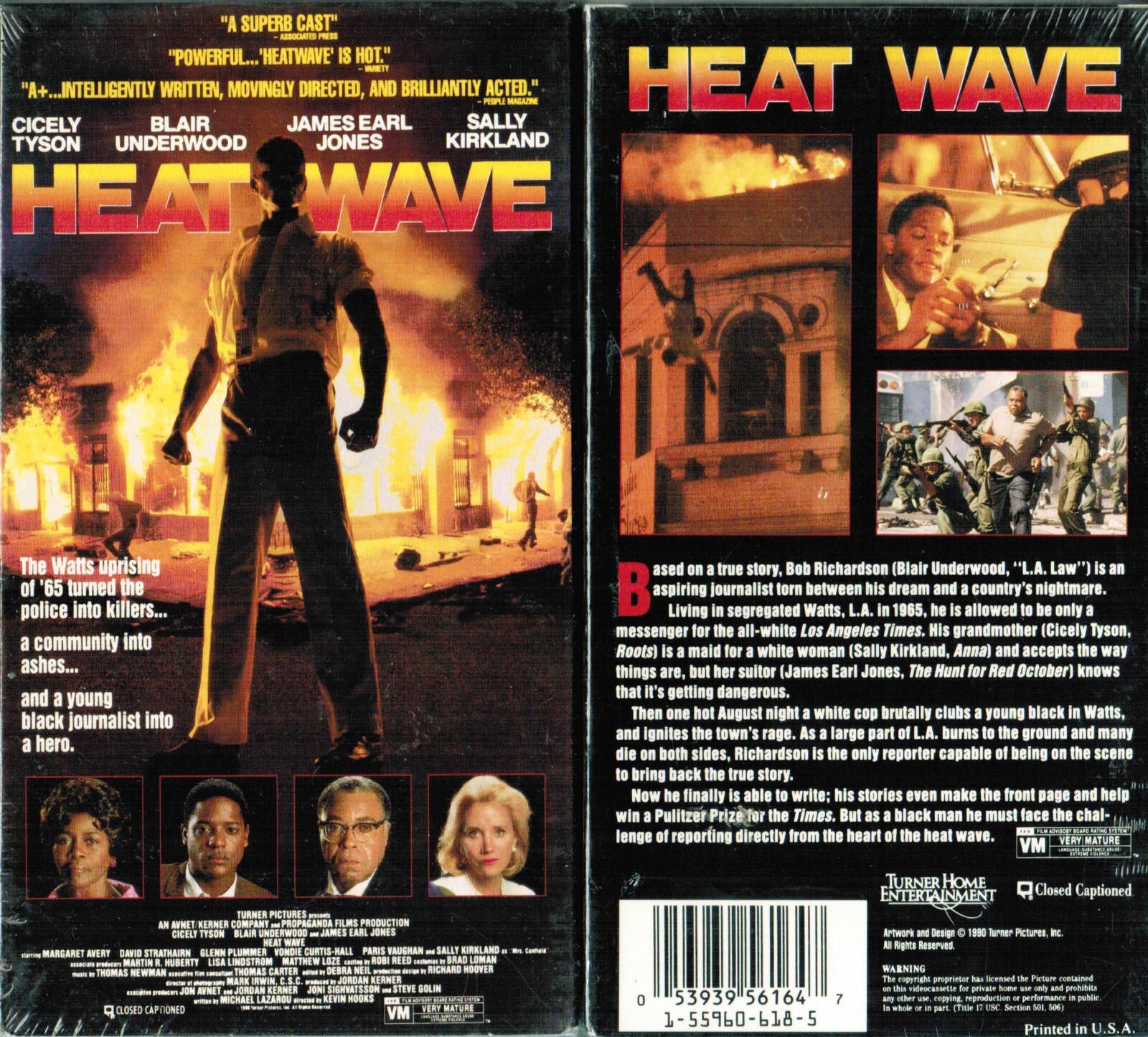 Heat Wave VHS Video Tape New Cicely Tyson, Blair Underwood, Kevin Hooks ...