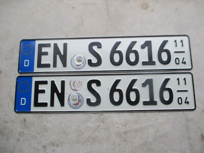 Germany Euro Stars Temp. license plate pair # EN S 6616 | eBay