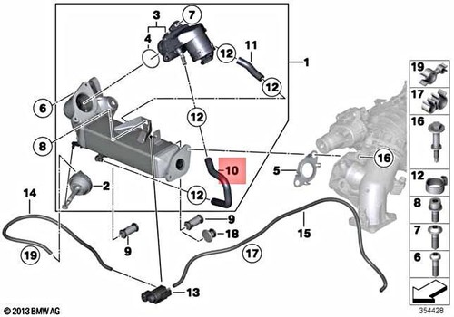 Genuine BMW E70N E71 E84 E90N E91N Hose for EGR Valve Cooler OEM ...