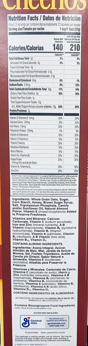 Cheerios Nutrition Label