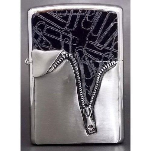 Zippo lighter zipper metal paste clip silver mirror unused item ...