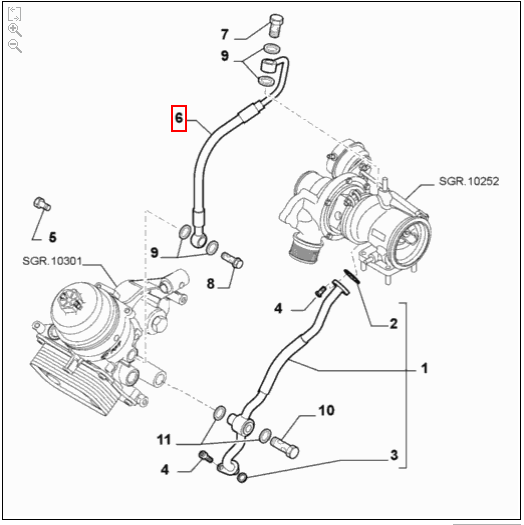 Genuine Brand New Abarth 500 / Alfa Romeo / Fiat Turbo Oil Pipe ...