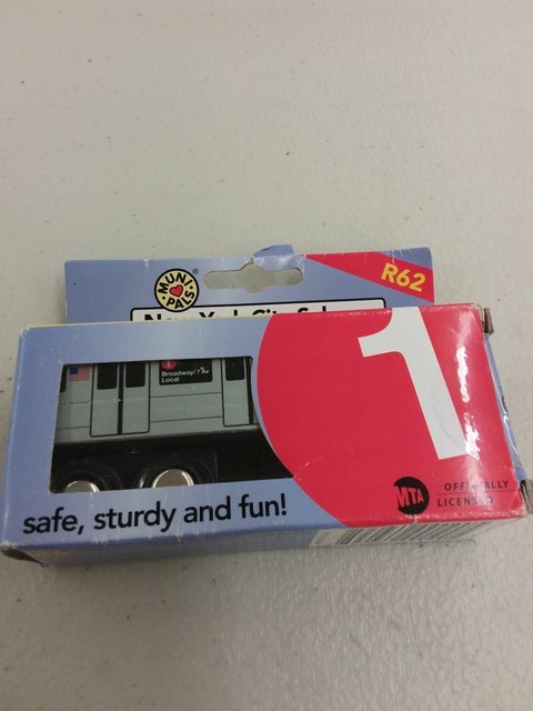 Munipals NYC Subway Car 1 Toy Train Wooden Railway R62 Broadway 7 AV ...