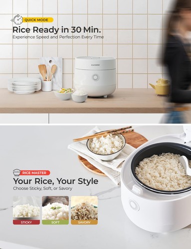 Rice Cooker 3 Cup Uncooked / 6 Cup Cooked, Modern Fuzzy Logic Rice ...