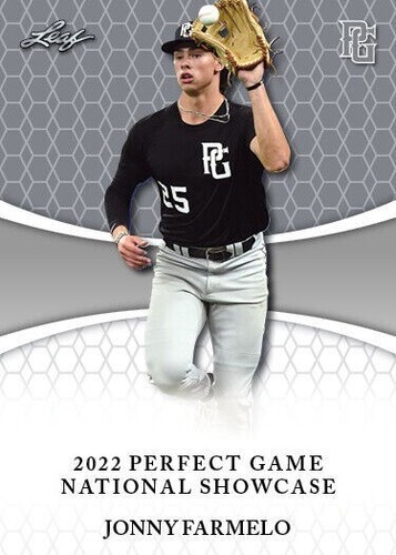 JONNY FARMELO 2022 LEAF PERFECT GAME "1ST EVER PRINTED" ROOKIE CARD ...