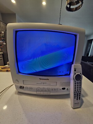 Panasonic TV-VCR Combo w Remote Control VHS Vintage PV-M1378W White EUC ...