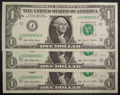 3X TRINARY , 0-8-2's Fancy Serial Number One Dollar Bills Note 2021 | eBay