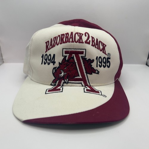 Vintage Inko Arkansas Razorbacks 2 Back Snapback Hat 1994 1995 White ...