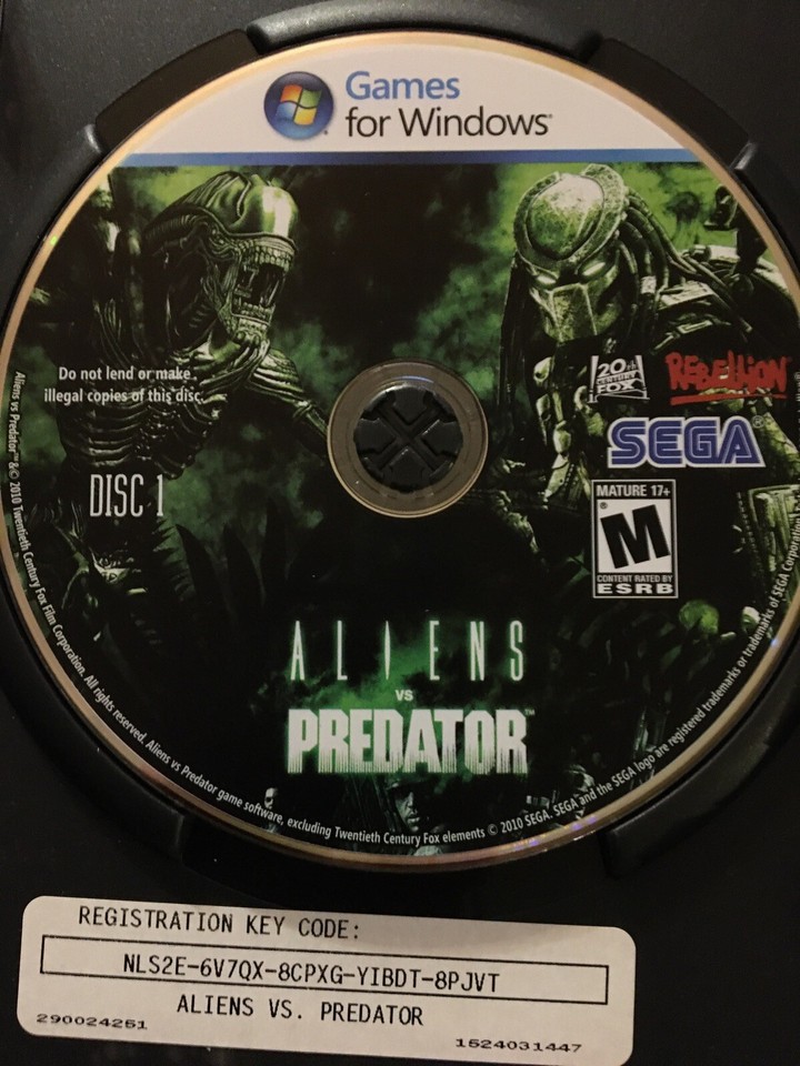 Sega Aliens Versus Predator DVD PC Games for Windows Classic Win 7 ...