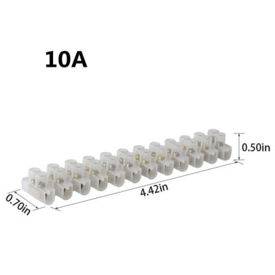 Dual Row Electric Barrier Block 12-Position Terminal Strip, 10 Amp ...