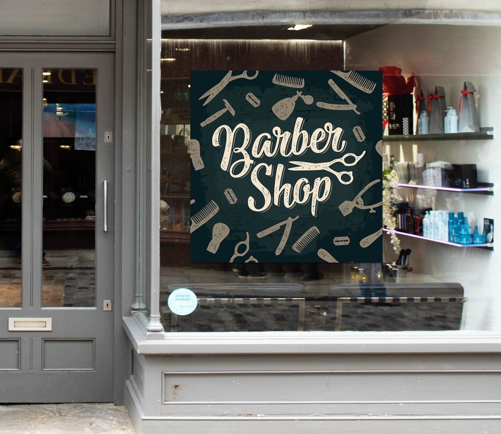 3D Man Hair Cut G21 Barber Shop Window Stickers Vinyl Wall Mural Decals ...