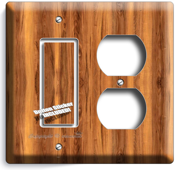 WALNUT WOOD GRAIN STYLE LIGHT SWITCH OUTLET WALL PLATE HOME OFFICE HD ...