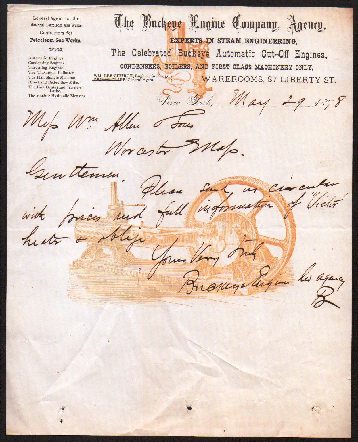 1878 Buckeye Engine Co - New York - Vintage Color Letter Head Bill | eBay